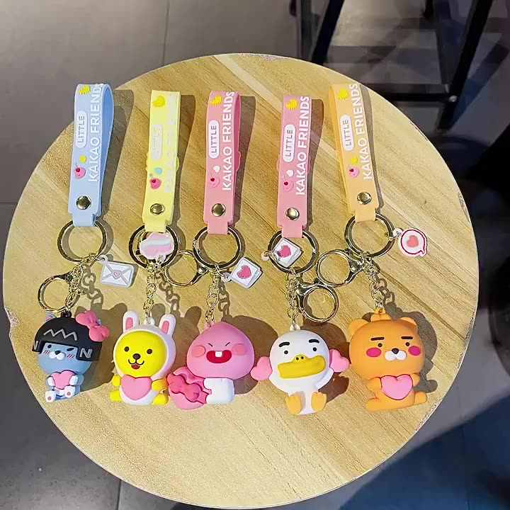 Cute Cartoon Kakao Friends Keychain Creative Soft Rubber Toys Key Ring ...