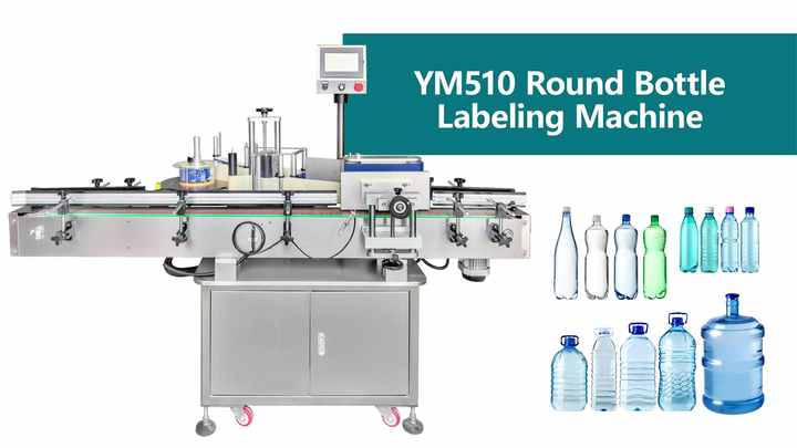 Yimu Ym510e Automatic Round Bottle Labeller Applicator Equipment 330ml 500ml Water Bottle Roll ...