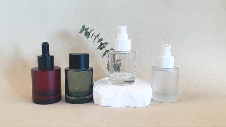 1 oz Cosmetic Skin Care Container Frosted Pink Flat Shoulder 30ml Face ...