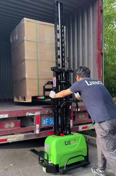 LIEBO 500kg 700kg Self -loading Semi Electric Stacker Lithium Battery Semi Electric Portable ...