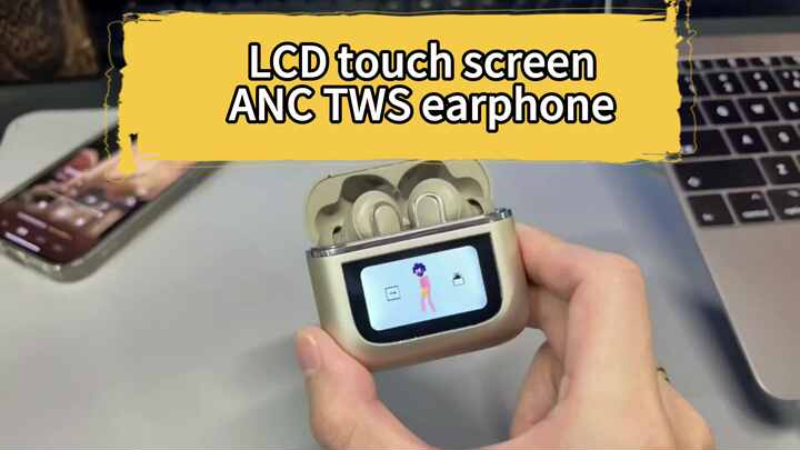 V8 TWS Smart LCD Touch Screen ANC ENC Noise Cancelling Headphones