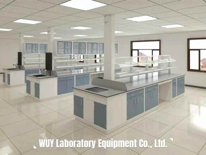 Physics Laboratory Table Workbench - Center Table with under Shelf