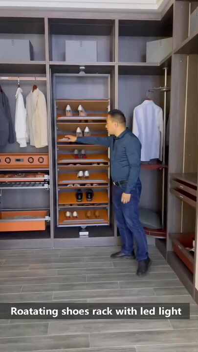 Rotating Shoe Rack with LED Light – Modern Shoe Organizer for Closets ...