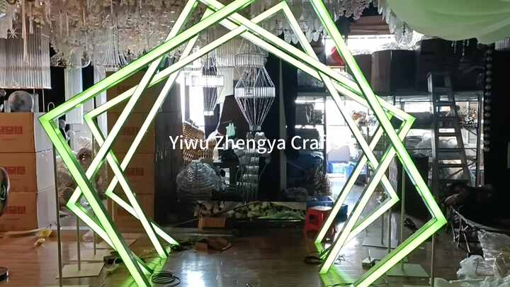 9ft Height RGB Wedding Lights Geometric Metal Arch Led Tunnel Light ...
