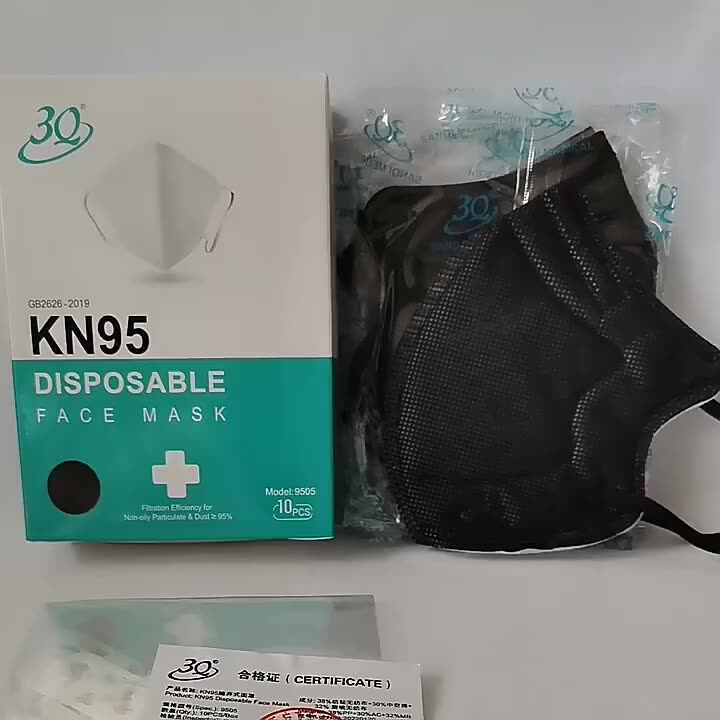 3Q 5ply Wholesale KN95 Filter Respirator Disposable KN95 Black Face ...