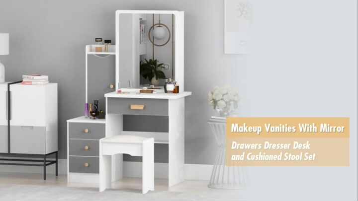 Modern Luxury Wooden Makeup Vanity Dressing Table with Led Light ...