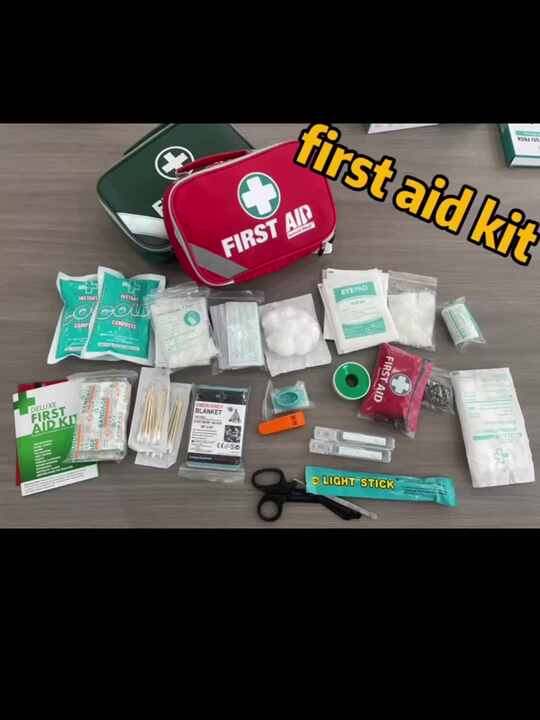 258 Piece Set First Aid Kit - Red for Travel & Camping