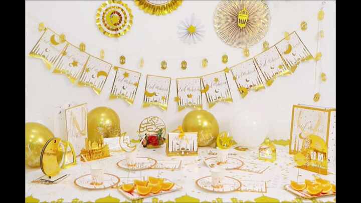 Gold Mosque Eid Mubarak Paper Plates Muslim Eid Party Platters for ...