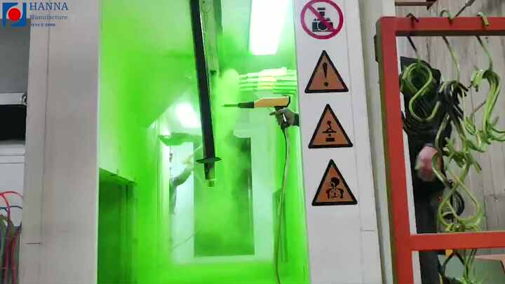 electrostatic powder coating spraying booth room with Gema guns 60-80 ...