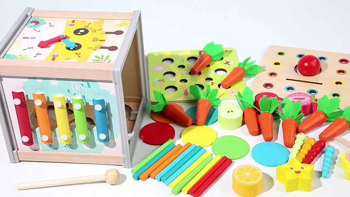 Montessori Children 9 in 1 Multi-Functional Shape Gear Xylophone Busy ...