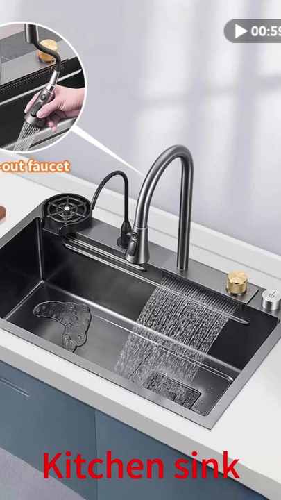 304 Hand Made Waterfall Multifunction Smart Kitchen Sink