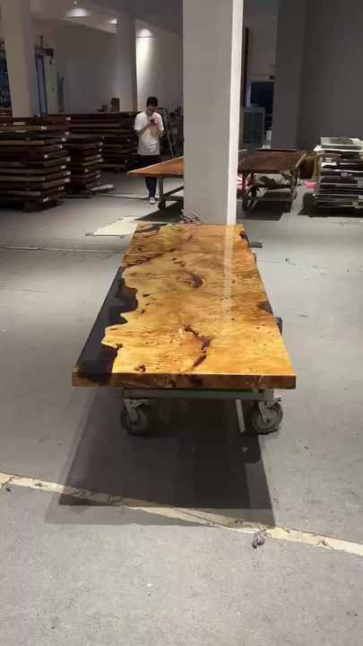 Live Edge Wood Slab River Table - Solid Wood & Epoxy Resin