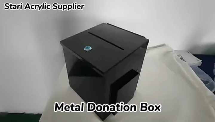 High Quality Metal Donation Box with Side Pocket Custom Red Donation ...