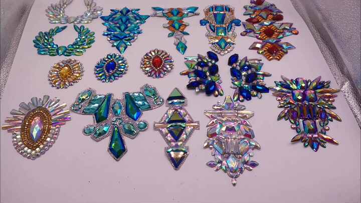 Iridescent Blue AB Gem Rhinestone Applique Resin Jewel Patches for ...