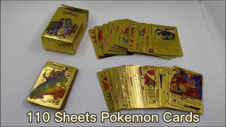 110 Pcs Anime Pokeman Pikachu Booster Box Tcg Playing Card Plastic 24K ...