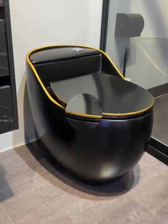 Modern Matt Black One Piece Toilet Bowl, Egg Shaped Ceramic Commode for ...