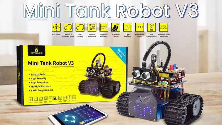 Keyestudio-Mini Robot de tanque V3.0, Kit de coche para Arduino ...