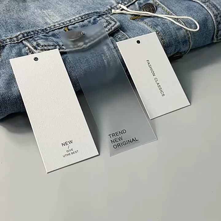 Custom Printed Logo Clear PVC Hangtags for Luxury Brands
