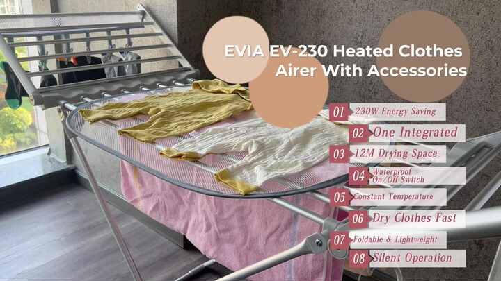 EVIA EV-230 Portable Clothes Airer - Fast & Efficient Drying
