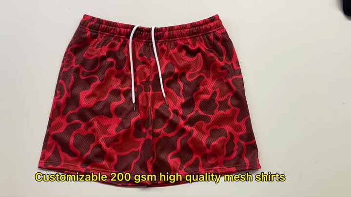 Mens Polyester Sublimation Double Layer Custom Camo Mesh Shorts