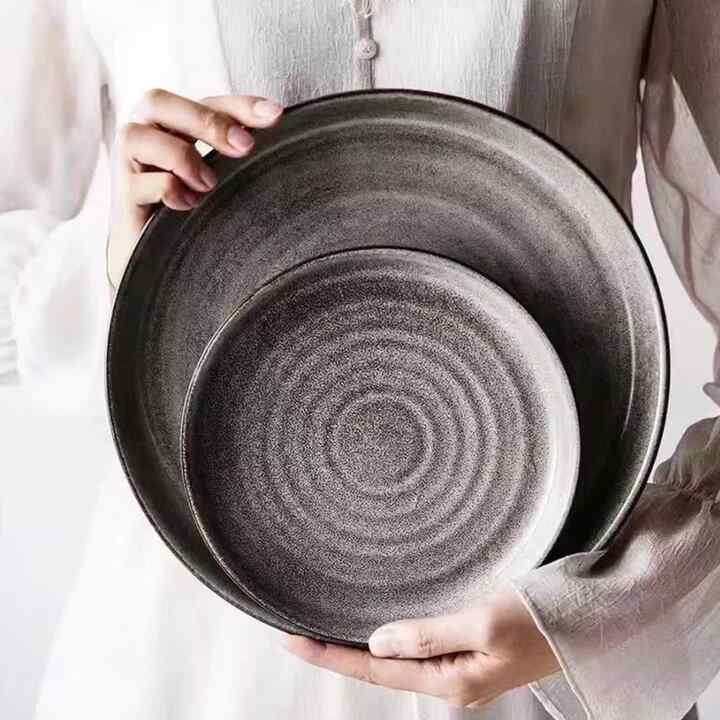 New Design Ceramic 7.5inch And 10.5inch Retro Grey Spiral Pattern ...