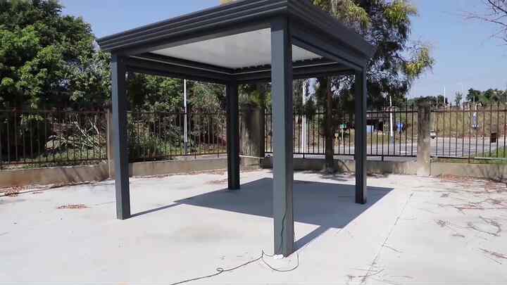 Aluminum Frame Foldable Pavilion Bioclimatic Gazebo Fully Manual ...