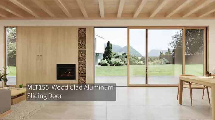 Modern Sliding Wooden French Doors with Aluminum Cladding