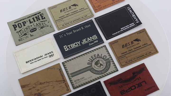Custom Self Adhesive Emboss PU Leather Labels Brand logo Patch Kraft ...