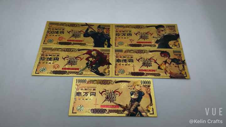Japanese Anime Gold Banknote Figure Fate-Stay-Night Souvenir