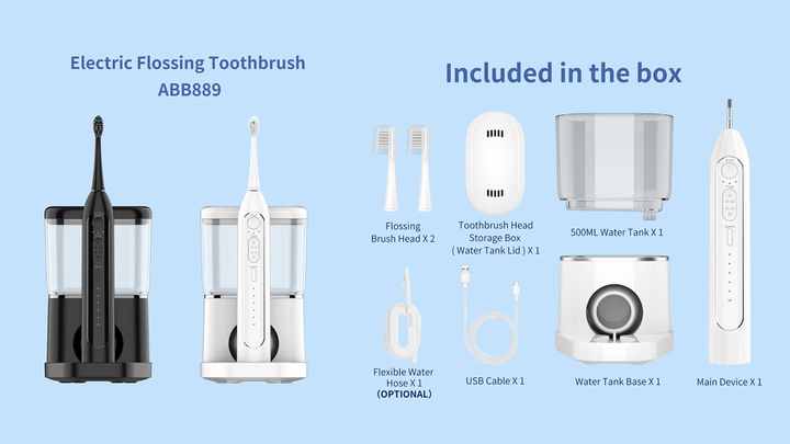 Ipx7 Waterproof Teeth Whitening Electric Toothbrush & Water Flosser