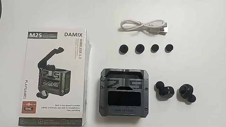 New Game Tws M25 Bt 5.2 Low Latency Earphone 8d Hifi Led Light Touch ...