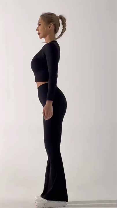 Custom Gym Fitness Workout Set Seamless Long Sleeves Top Adults Plus ...