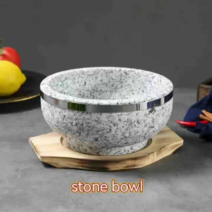 Custom Natural Light Grey Granite Stone Rice Soup Bowls