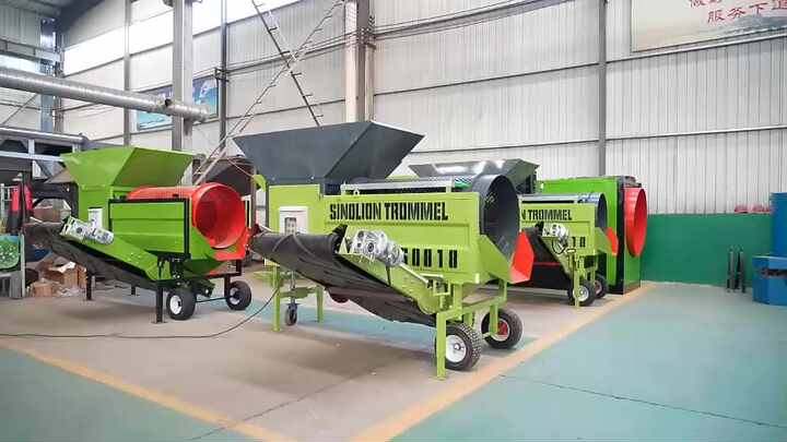 Topsoil screener rotary mobile compost trommel sifting topsoil ...
