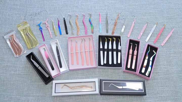 45 90 Degree Micro Fiber Tip Tweezers Wholesale Lash Tweezers Kit Set ...