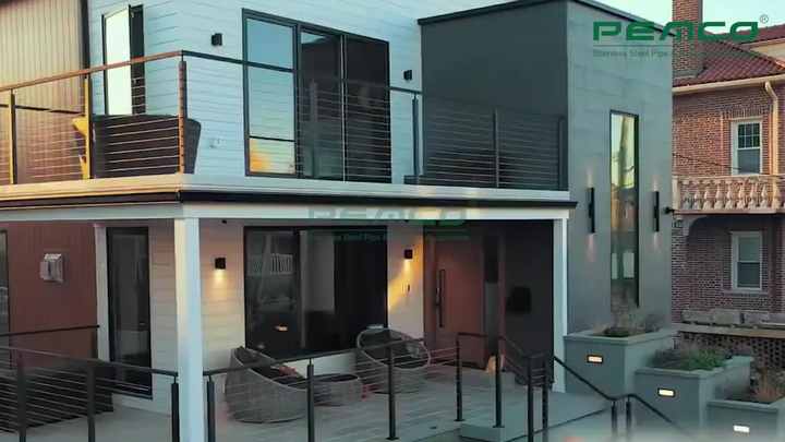 Exterior Inox Balcony Wire Rope Balustrade Stainless Steel