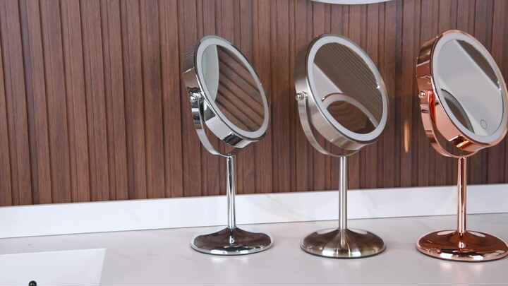 Rechargeable Small Vanity Mirror with LED Lights & Magnification