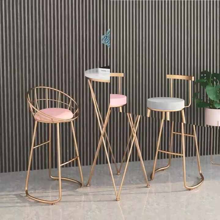 Modern Minimalist Bar Stool - High Chair Metal Frame