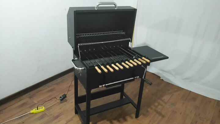 Modern Greek Black Cypriot Grill - Foukou Rotisserie Charcoal BBQ with Lid