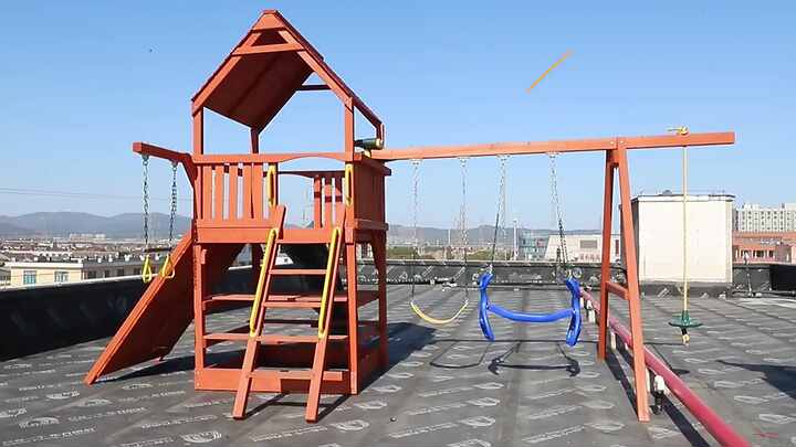 Outdoor Wooden Jungle Gym Climbing Frame Play Set for Kids Toy Swings ...