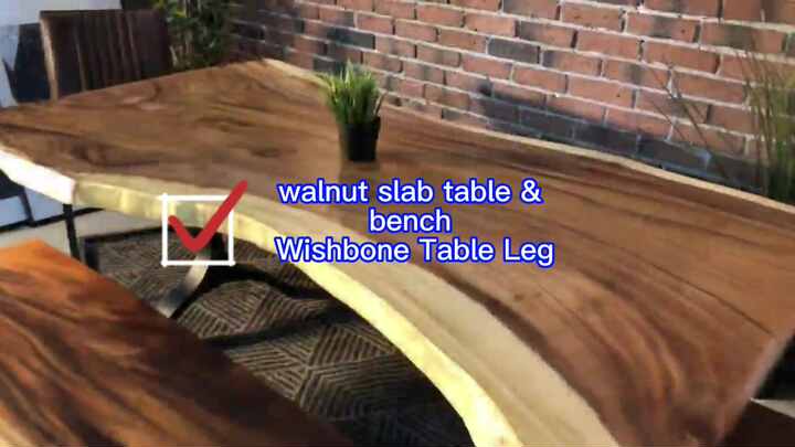 Industrial Design Wishbone Style Solid Wood Dining Table