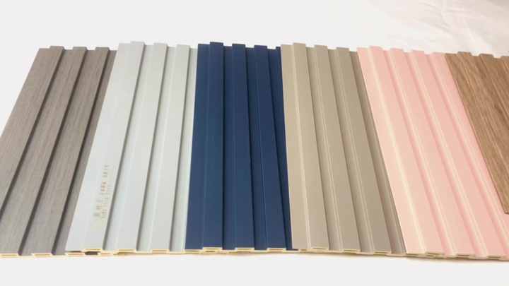 Interior Decoration WPC Bamboo Fiber Fluted Slat PVC Coating 3D Panel De Pared Grille Indoor TV ...