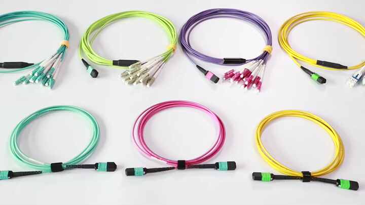 5meters 8 / 12 cores Multi mode OM4 MPO/MTP Fiber Optic Patch cord ...
