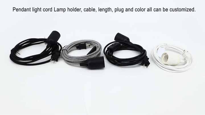 Lamp Holder E27 Base Bulb Socket Pendant Light Fabric Cord