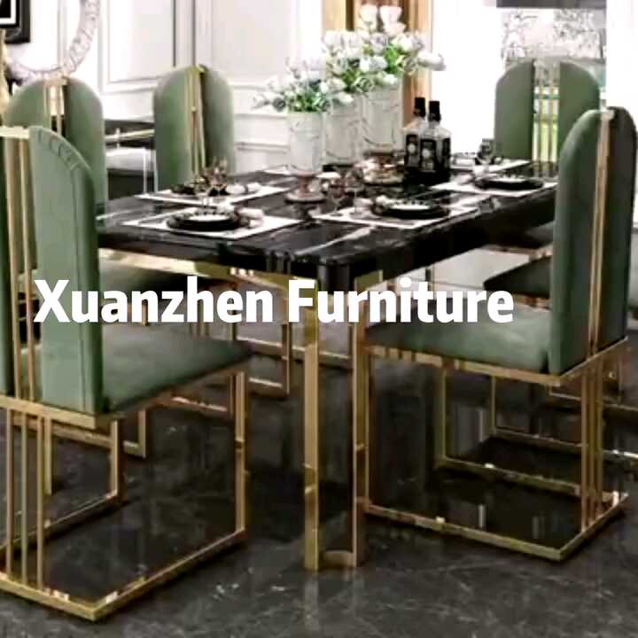 Xuanzhen Minimalist Complete Marble Dining Table Set Elegant Rectangle ...