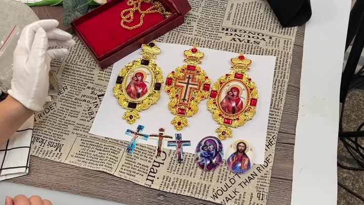 Orthodox Church Priest's Badge - Silver Alloy Pectoral Cross