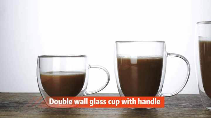 150ml 250ml 350ml 450ml Reusable Borosilicate Double Wall Glass Cup with Handle| Alibaba.com