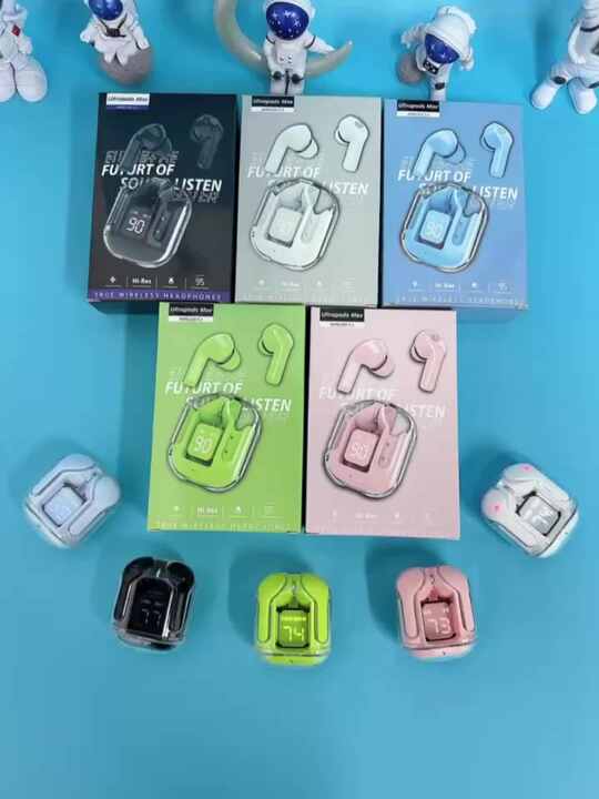 Tws Air31 Crystal Led Display Mini Wireless Earbuds for Gaming