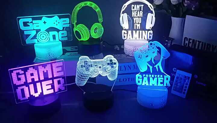 Customizable Gaming Room Desk Setup with LED Lighting