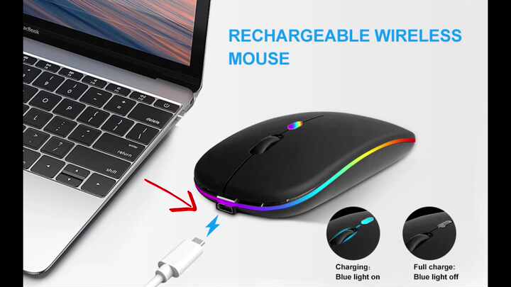 Silent Bt Rechargeable Ultra-thin Rgb Wireless Mouse - Compatible With ...